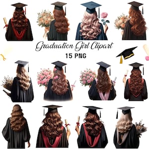 Graduation Girl Clipart Bundle, Graduation Girl Png, Student Grad ...