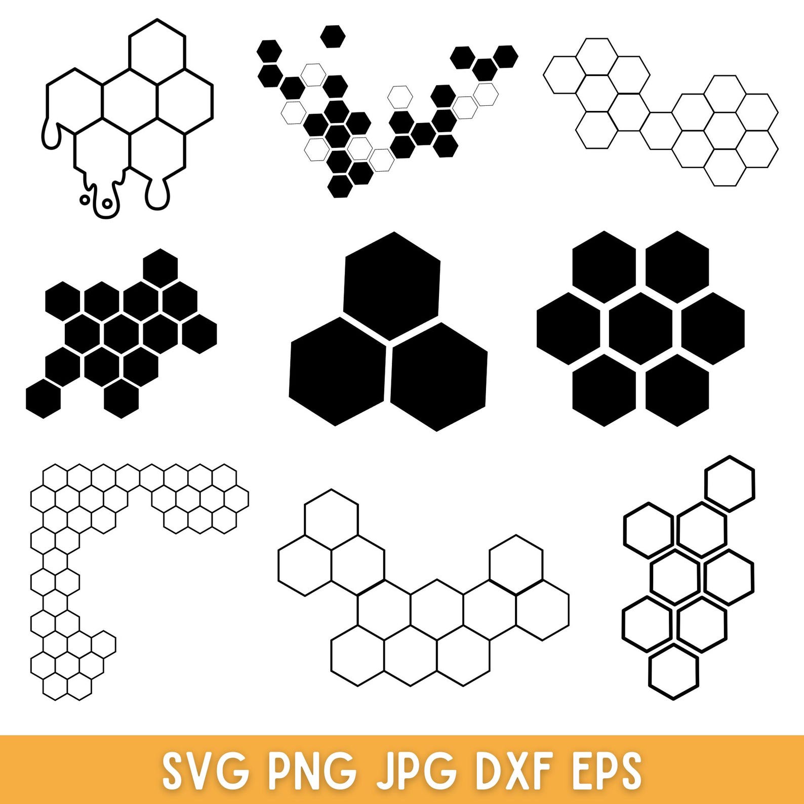Honeycomb Pattern Svg Bundle, Honeycomb Pattern Clipart, Honeybee Svg ...
