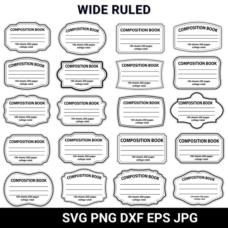 28 Composition Book Labels Bundle, Composition Notebook Labels ...