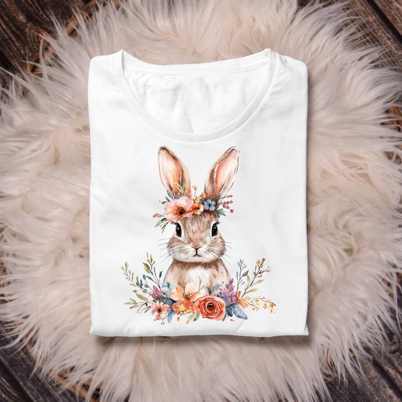 Boho Floral Bunny Design, Retro Bunny Png, Sublimation Design ...