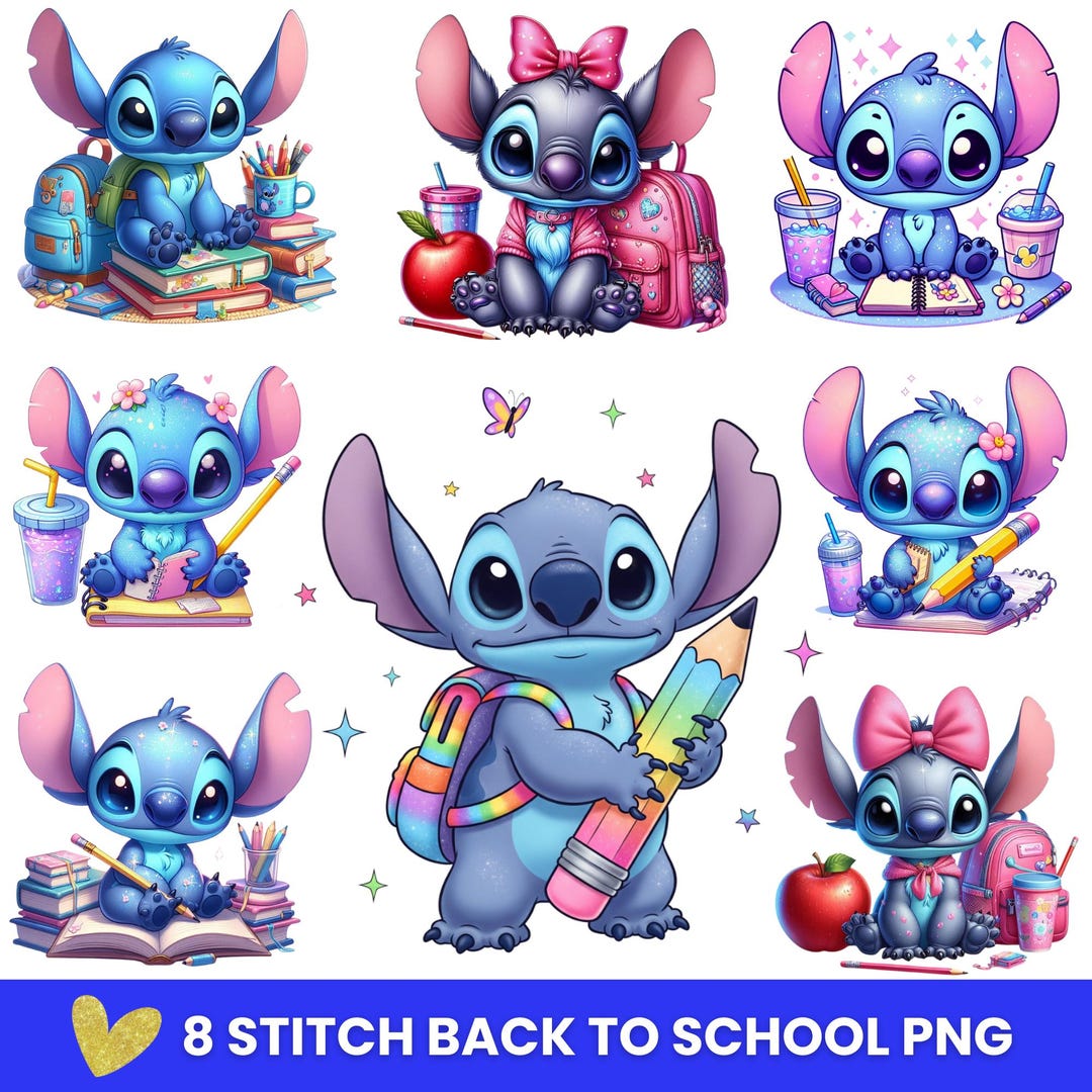 8 Stitch Back to School Png, Clipart Stitch Png, Stitch Clipart, Cute ...