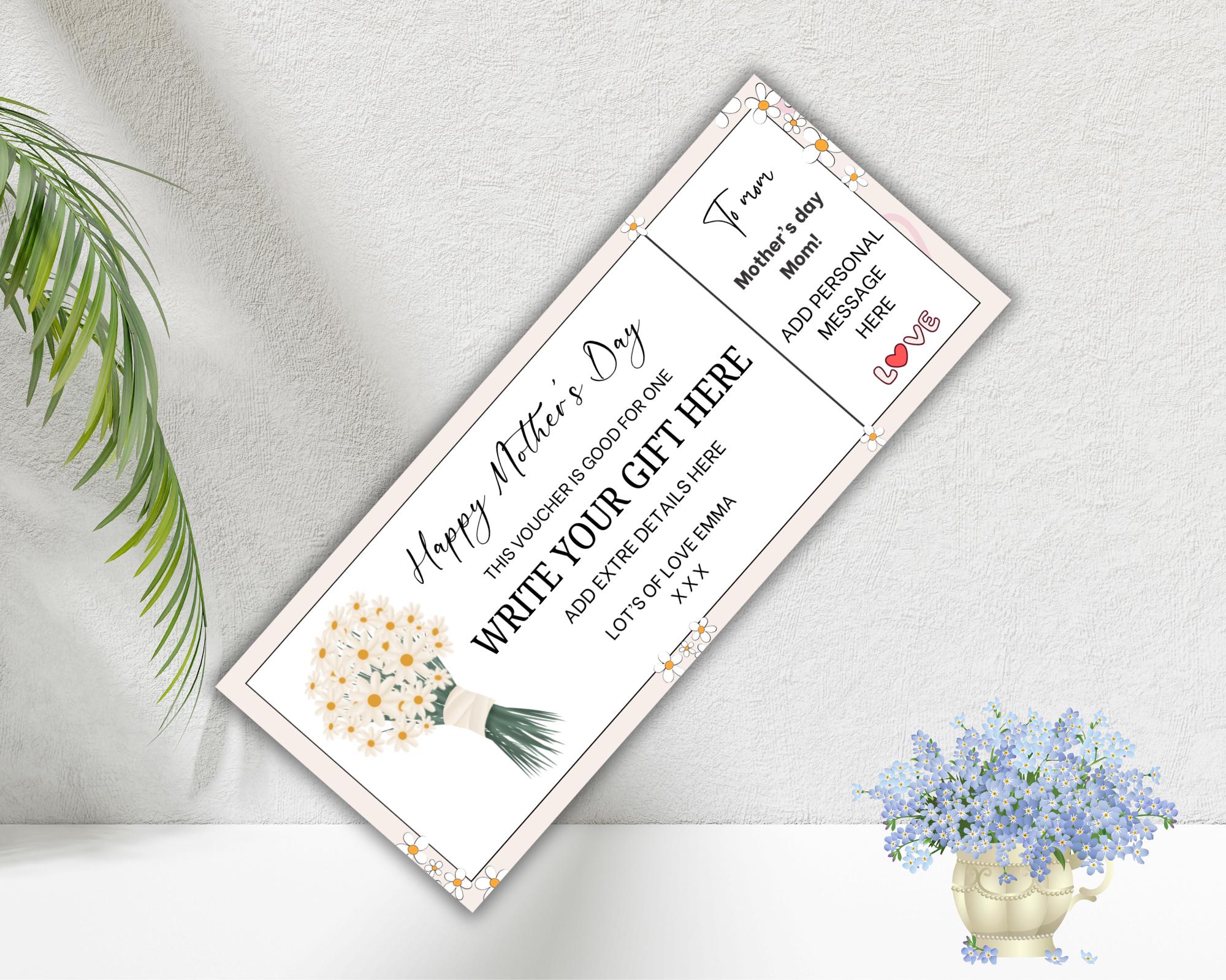 Editable Mother's Day Voucher, Printable Gift Voucher, Mother’s Day ...