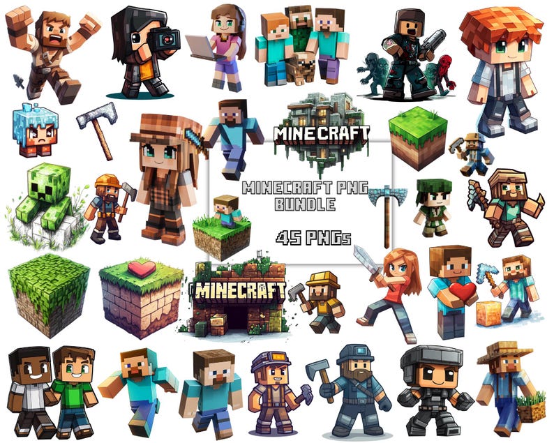 45+ Minecraft Png Bundle, Mine Clipart, Mine Png, Tshirt Design ...