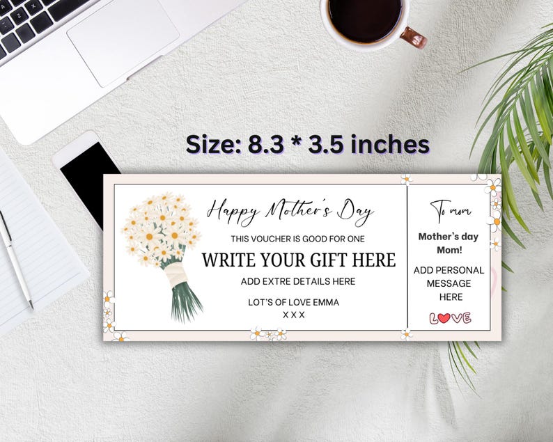 Editable Mother's Day Voucher, Printable Gift Voucher, Mother’s Day ...