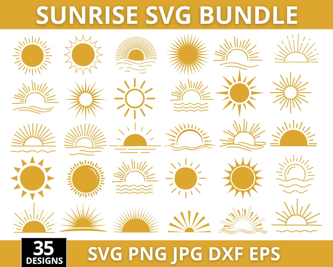 Sunrise Svg Bundle, Sun Svg, Sunrise Png, Sunrise Clipart, Sunrise Cut ...