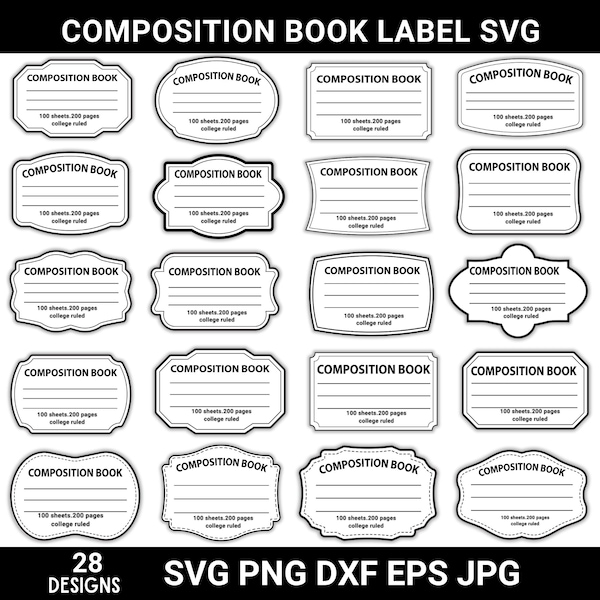 Black and White Composition Notebook - Etsy