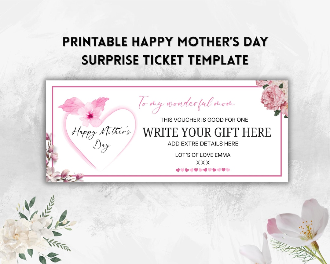 Editable Mother's Day Voucher, Printable Gift Voucher, Mother’s Day ...