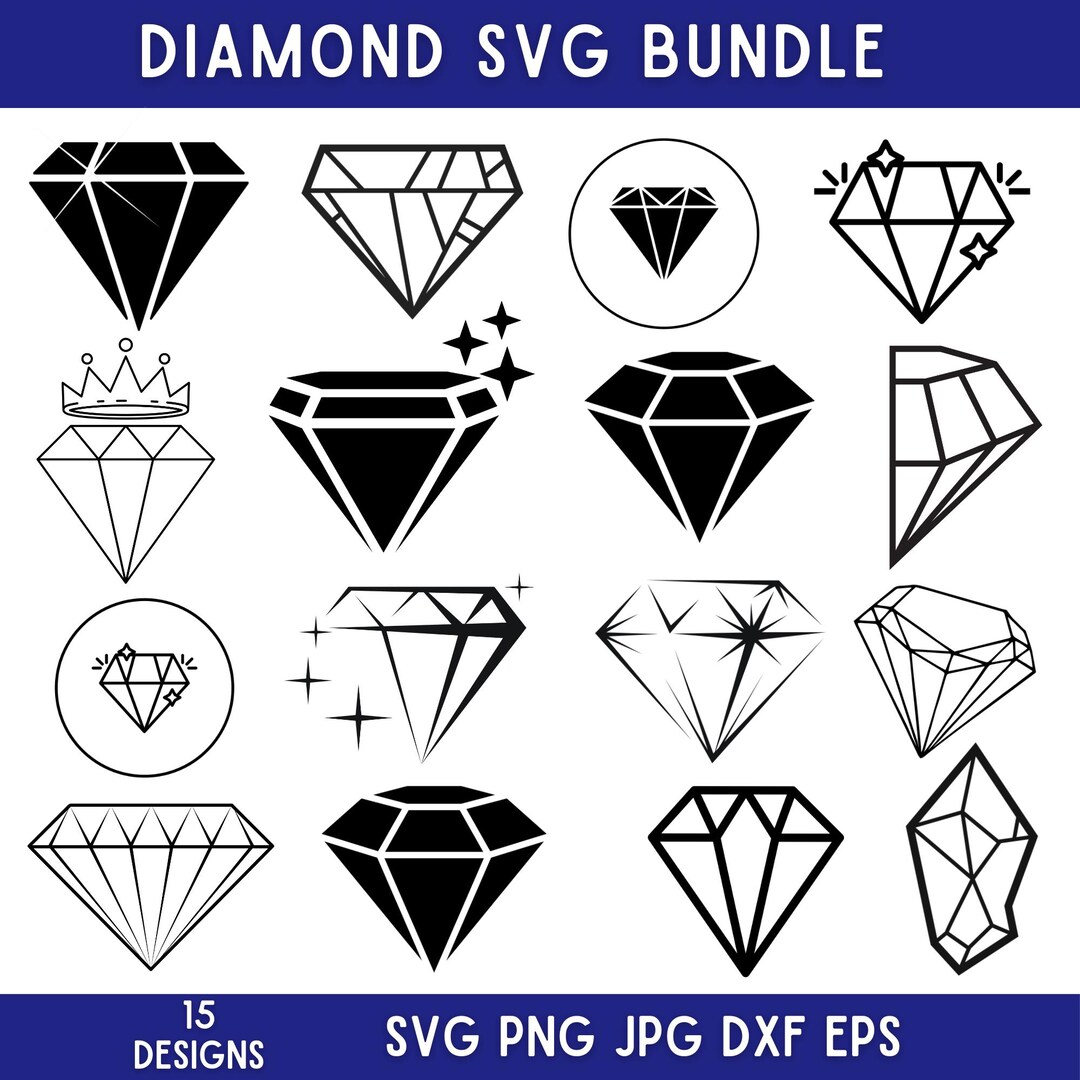 Diamond Svg Bundle, Diamond Png, Diamonds Vector, Diamond Dxf, Diamond ...