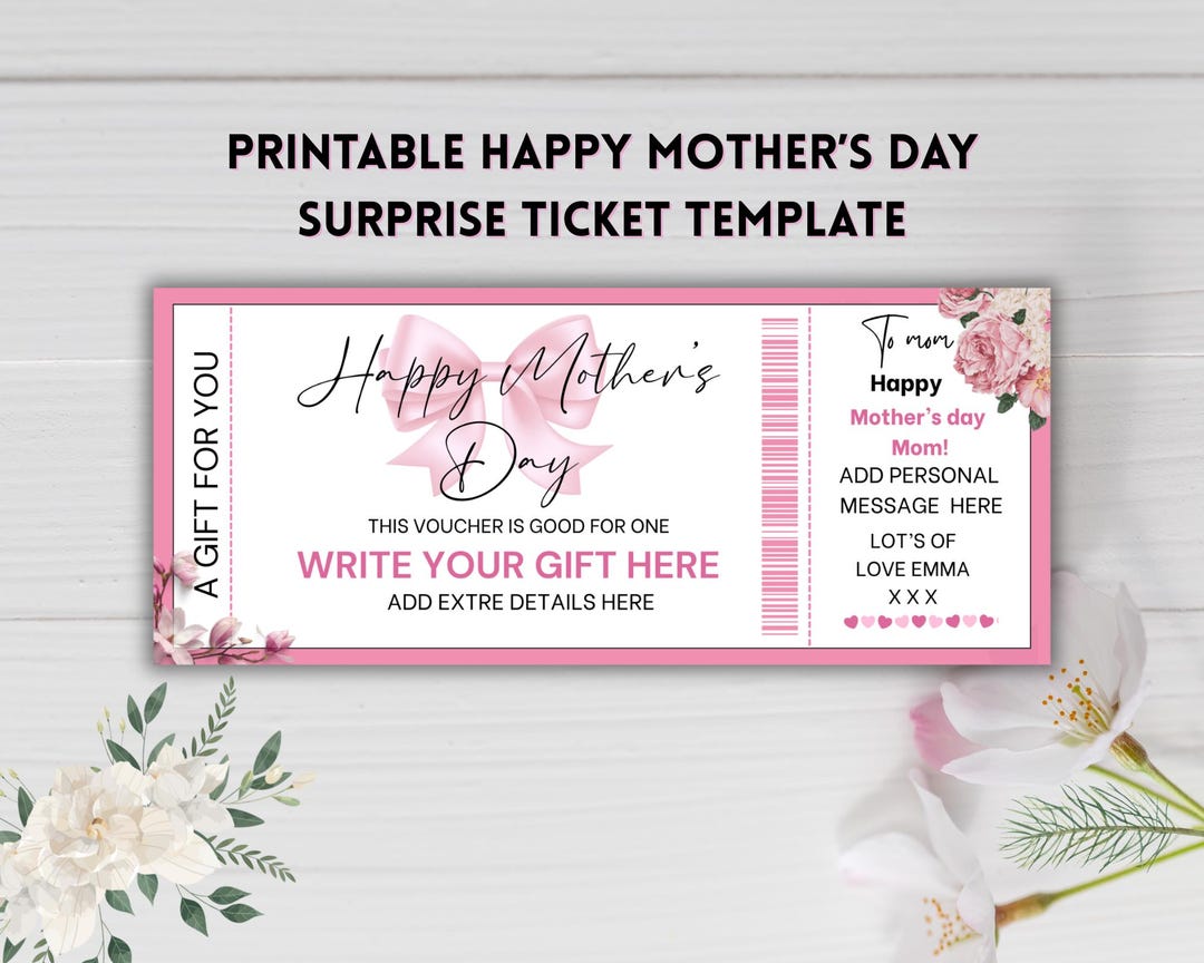 Editable Mother's Day Voucher, Printable Gift Voucher, Mother’s Day ...