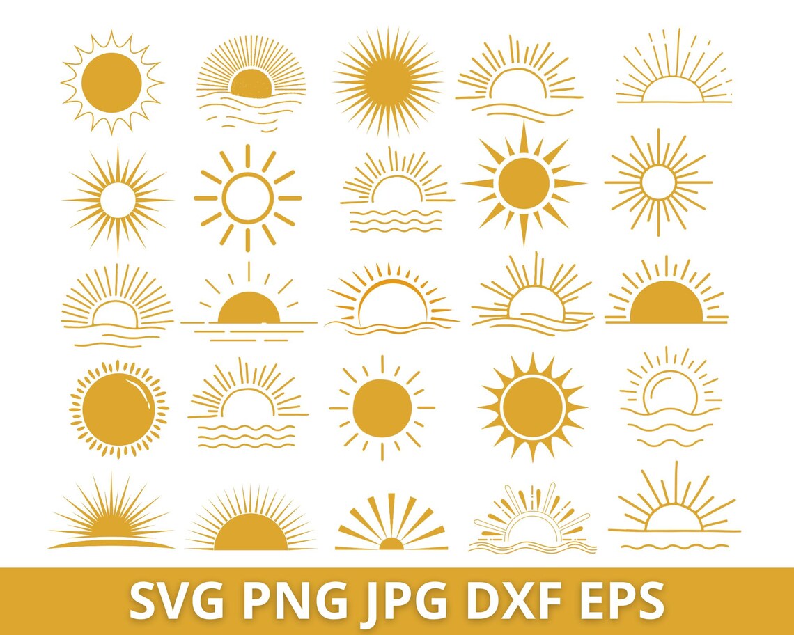 Sunrise Svg Bundle, Sun Svg, Sunrise Png, Sunrise Clipart, Sunrise Cut ...