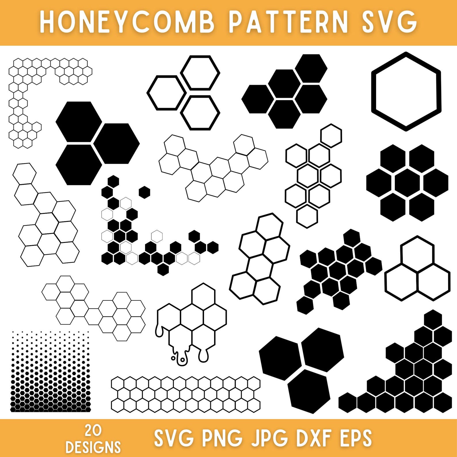 Honeycomb Pattern Svg Bundle, Honeycomb Pattern Clipart, Honeybee Svg ...