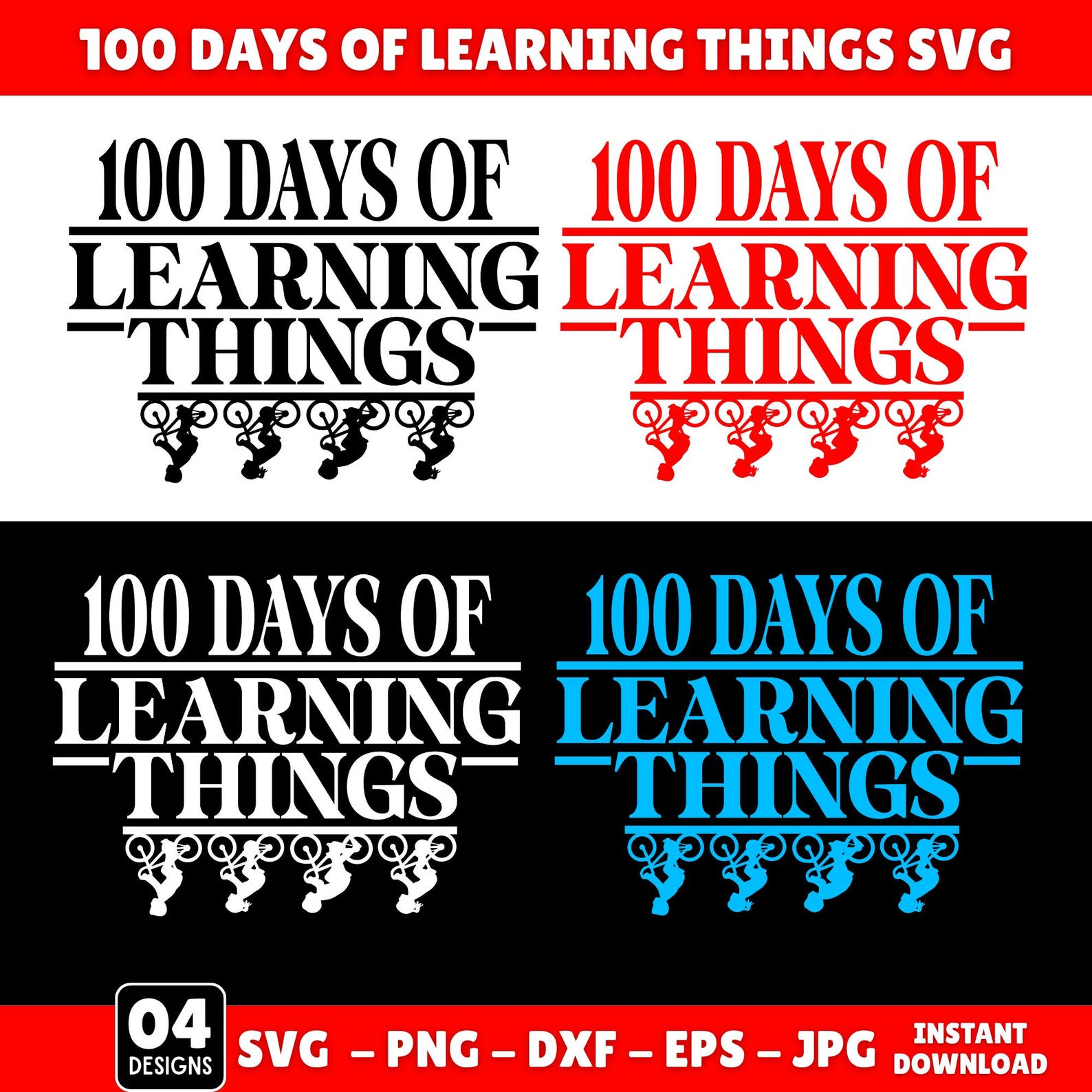 100 Days of Learning Things SVG PNG, 100th Day of School Shirt Design ...