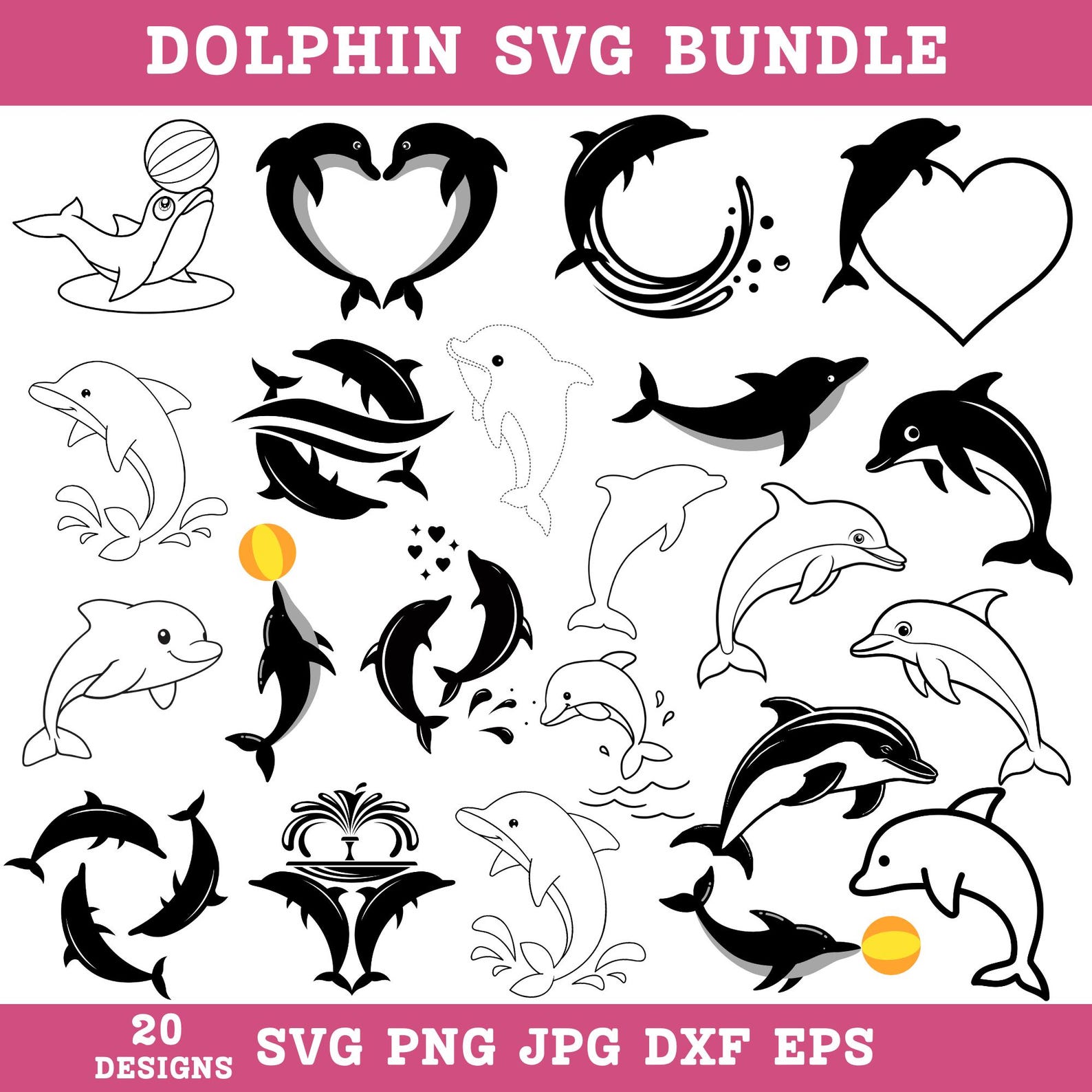 Dolphin Svg Png Bundle, Sean Animals Svg, Fishes Svg Bundle, Sea Animal ...
