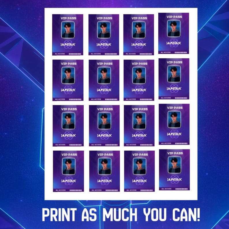 Kpop Demon Hunters Jinu VIP Pass | Huntrix ID Badges | Printable Kpop ...