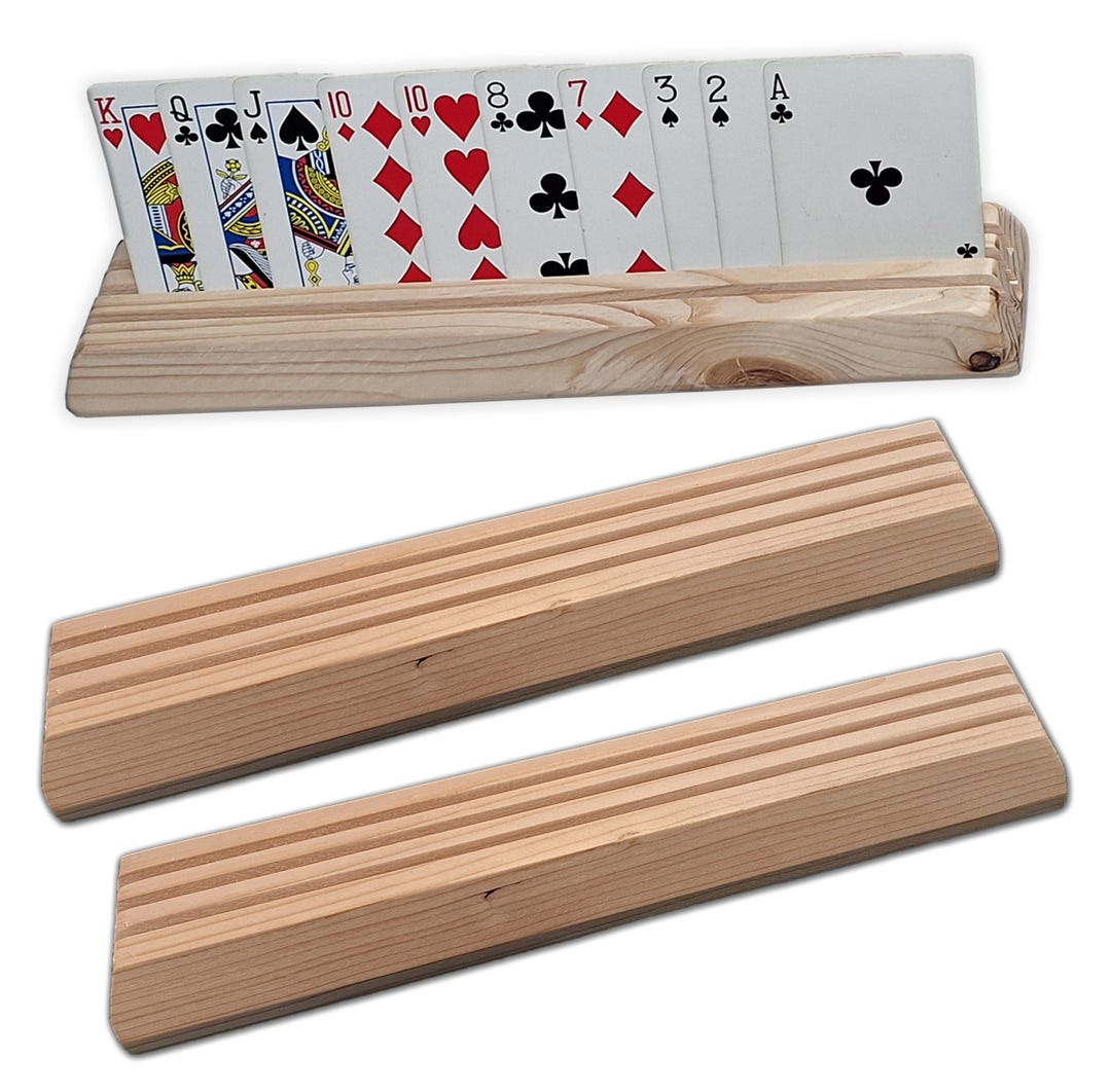 Handmade Wooden Playing Card Holders – Set of 2 Pine Trays – Hands-free ...