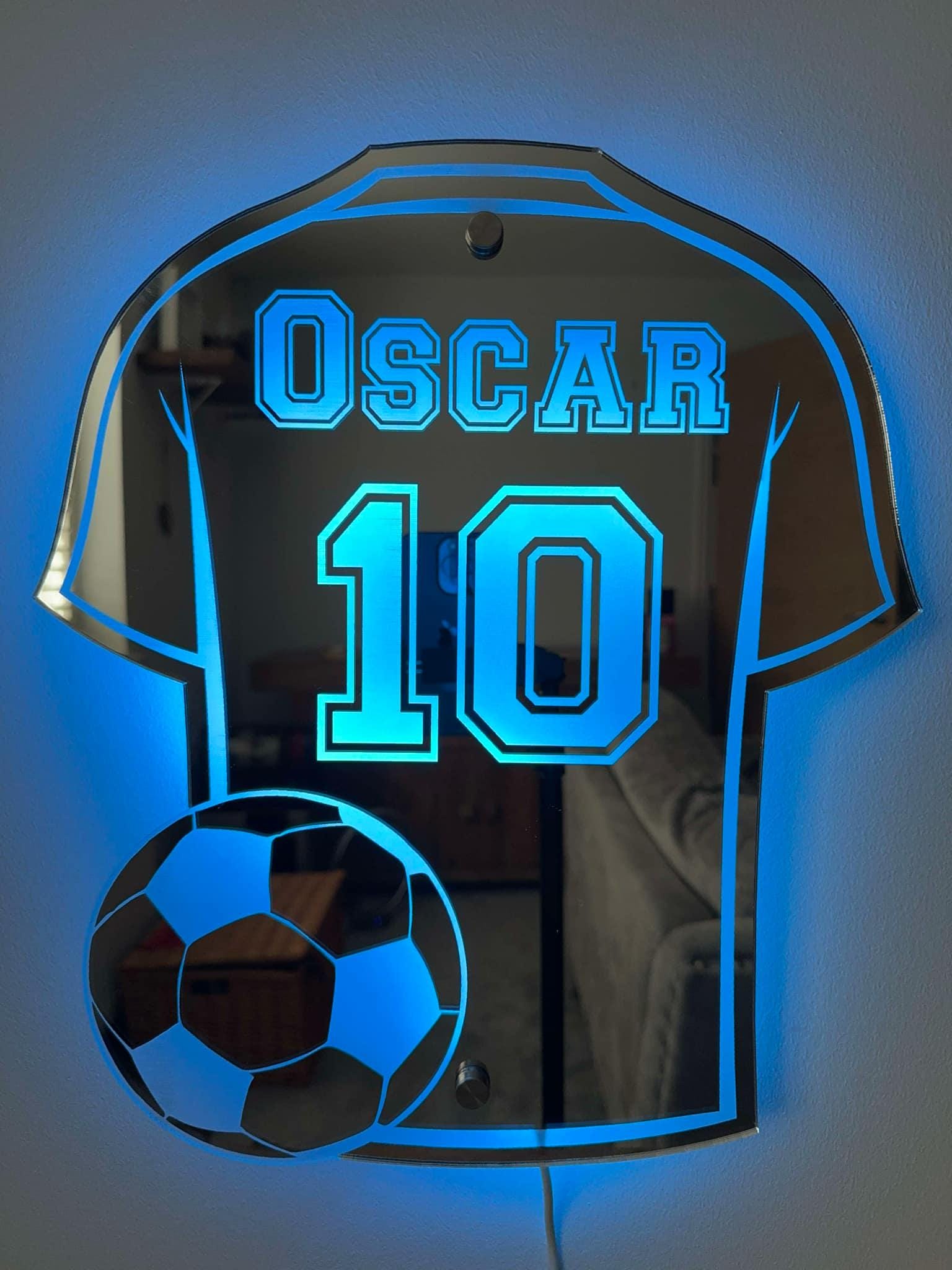 Personalised Football Shirt Mirror | Gift for Football Fan | Mirror LED ...