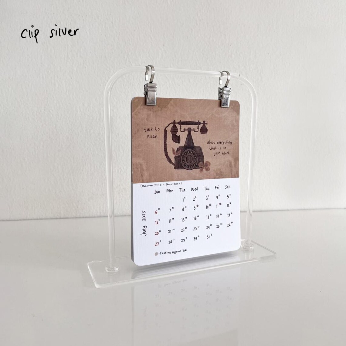 2025 Islamic Desk Calendar Aesthetic With Stand Acrylic Hanging | Brown ...