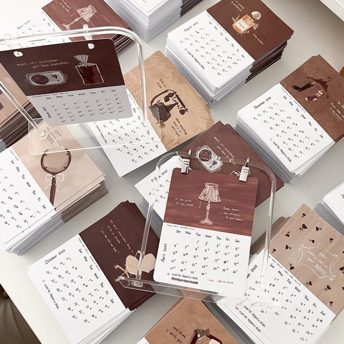 2025 Islamic Desk Calendar Aesthetic With Stand Acrylic Hanging | Brown ...