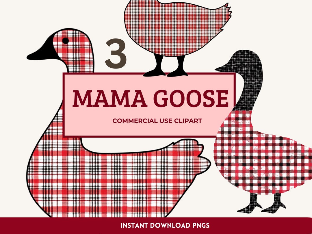 Mama Goose Clipart PNG Pack, Cottagecore Farm Animal Sublimation, Red ...