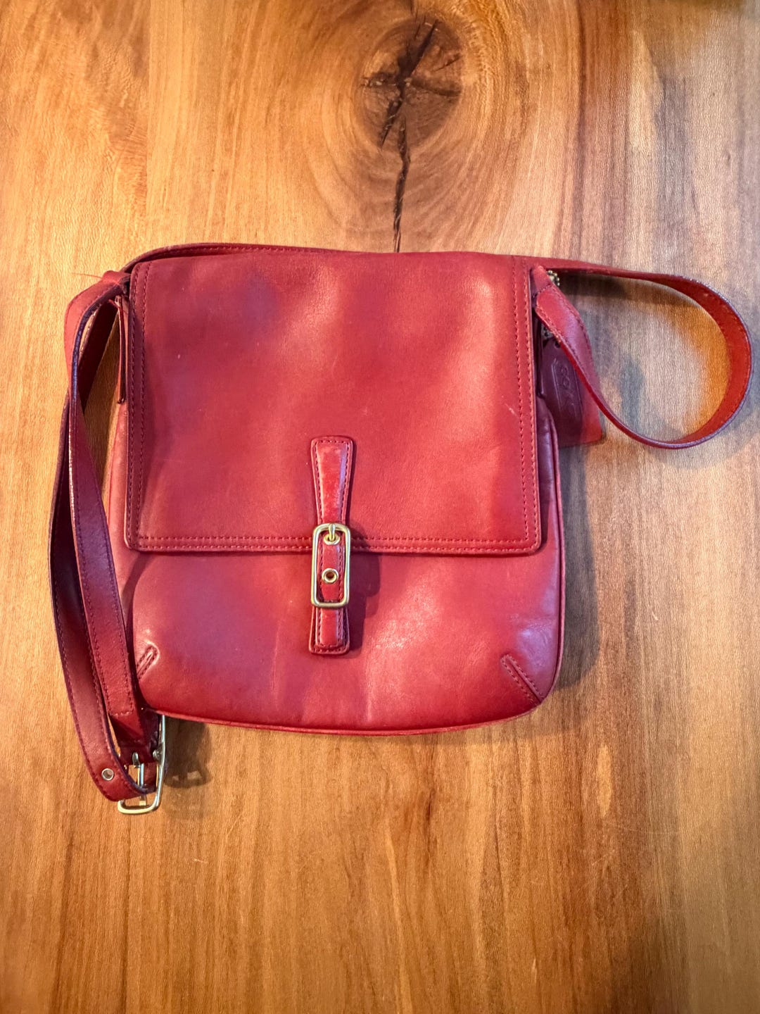 Vintage Coach 9592 Red Leather Crossbody – Glove-tanned Leather – 90s ...