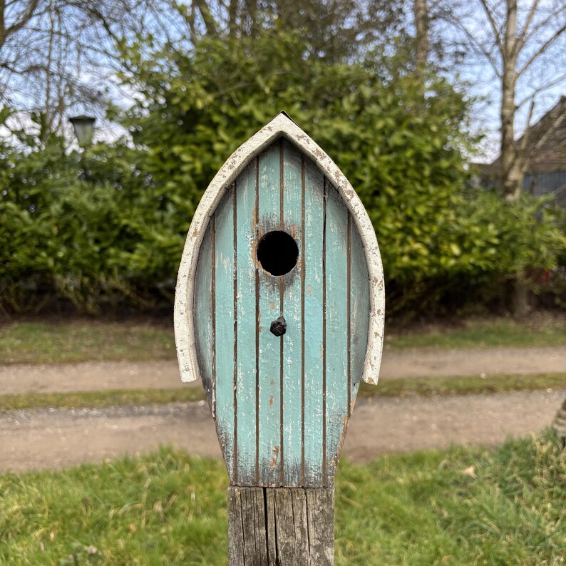 Handmade Boat Shaped Birdhouse With Hand-weathered Finish for Nautical ...