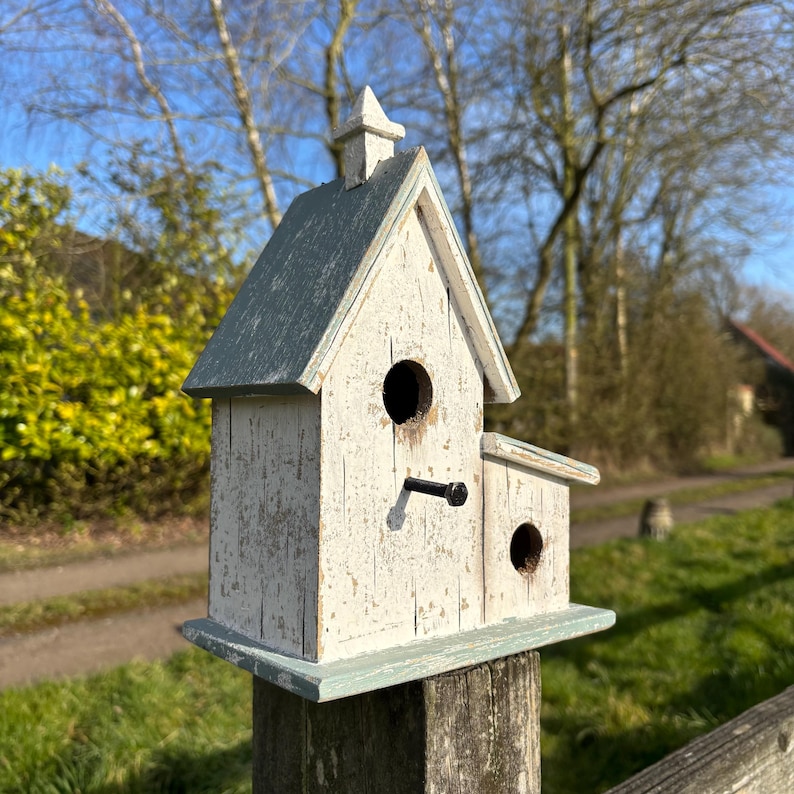 Handmade Chapel Birdhouse With Distressed Finish for Unique Outdoor ...