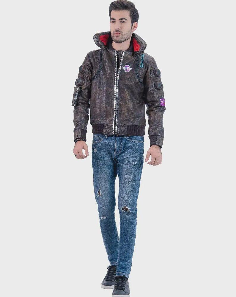 Cyberpunk 2077 Samurai Johnny Silverhand Bomber Leather Jacket for Men ...