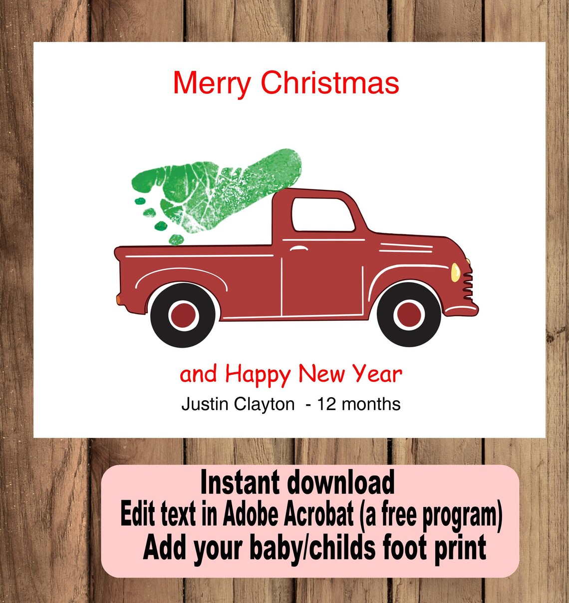 Christmas Vintage Red Truck Footprint Handprint Art, Do It Yourself ...