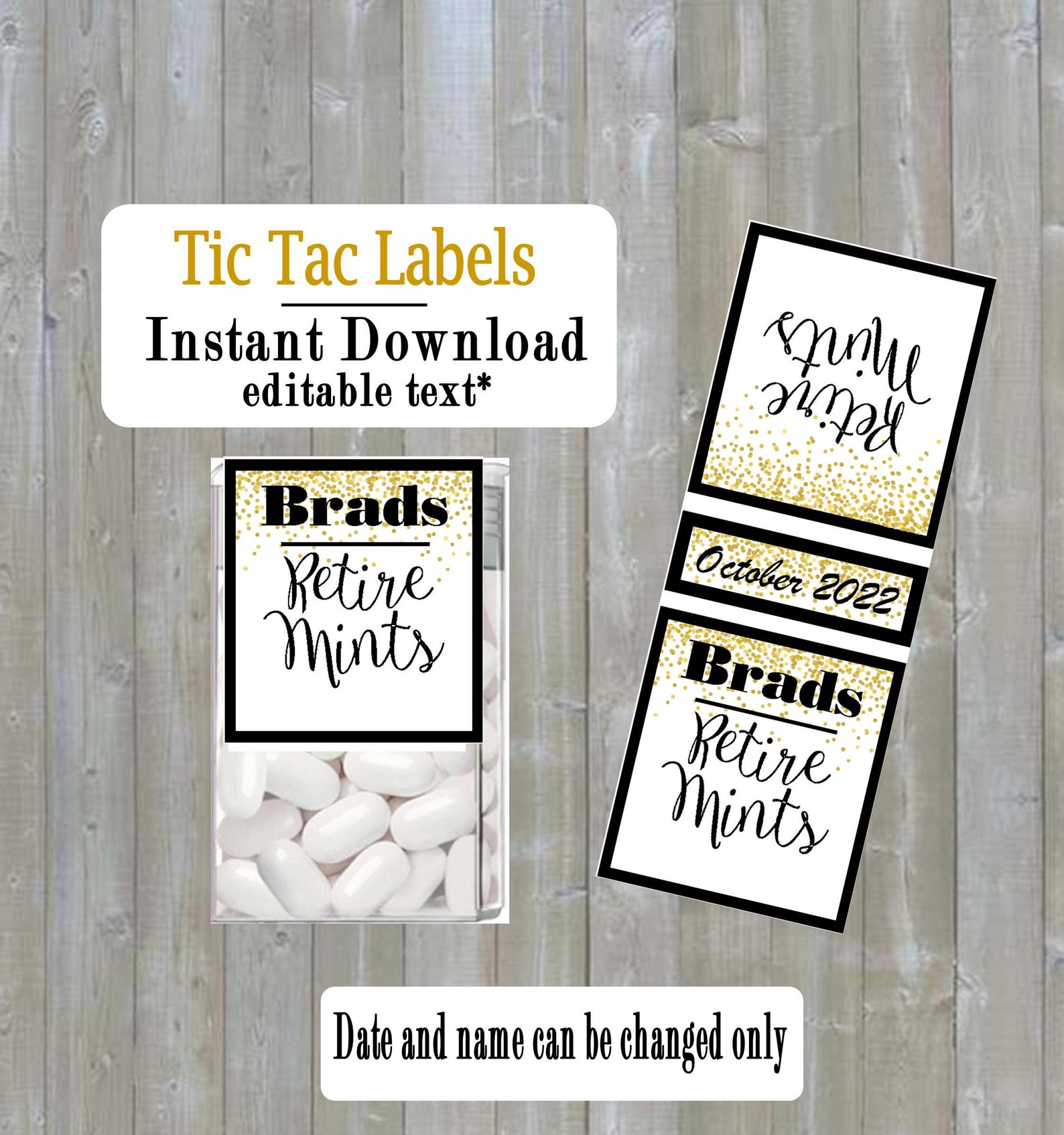 Retire Mint Tic Tac Labels Retirment Do It Yourself Instant - Etsy