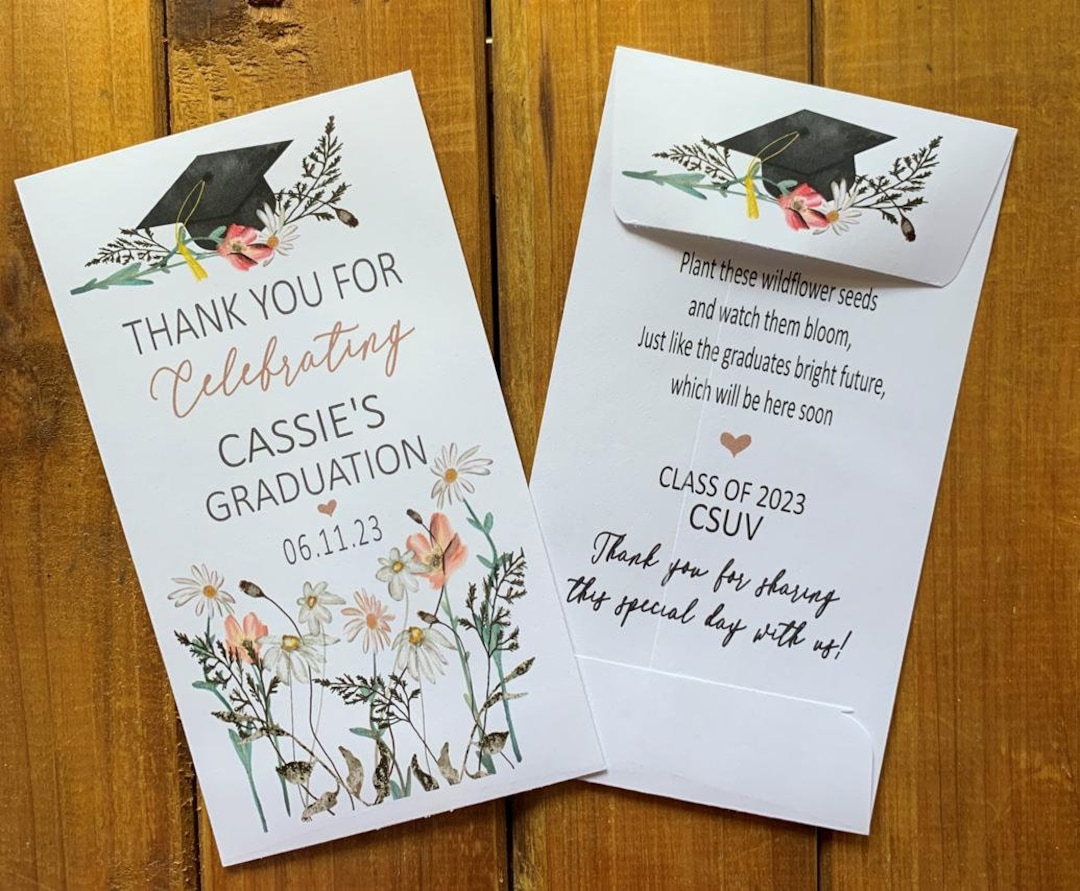 Graduation Favor Wildflower Seed Packets With Graduation Hat ...