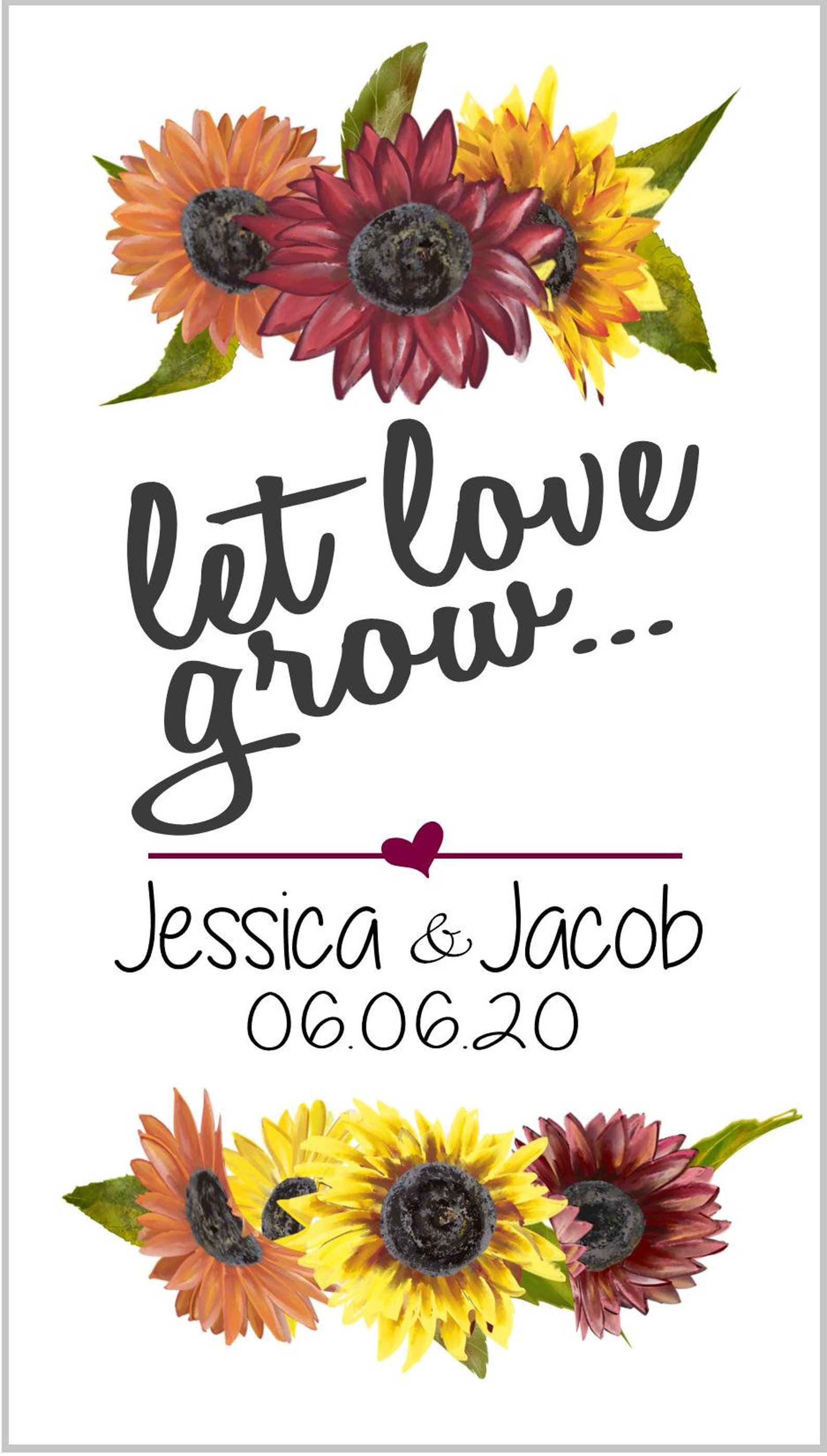 Wedding Multi Colored Sunflower Let Love Grow Seed Packet Favors ...