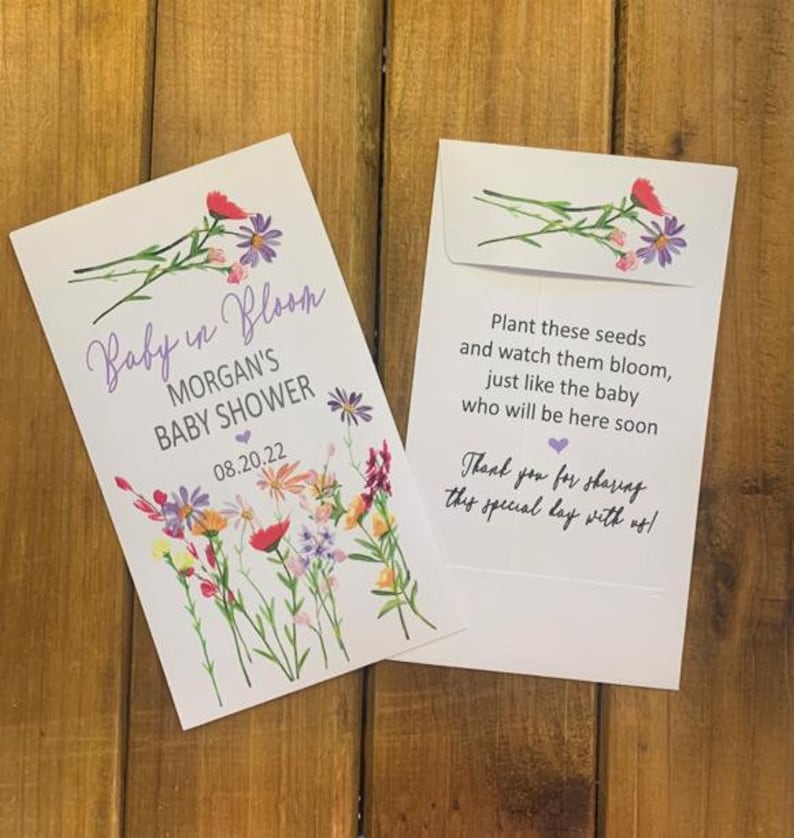 Baby Shower Wildflowers Seed Packet Favors, Baby Announcement, With or ...