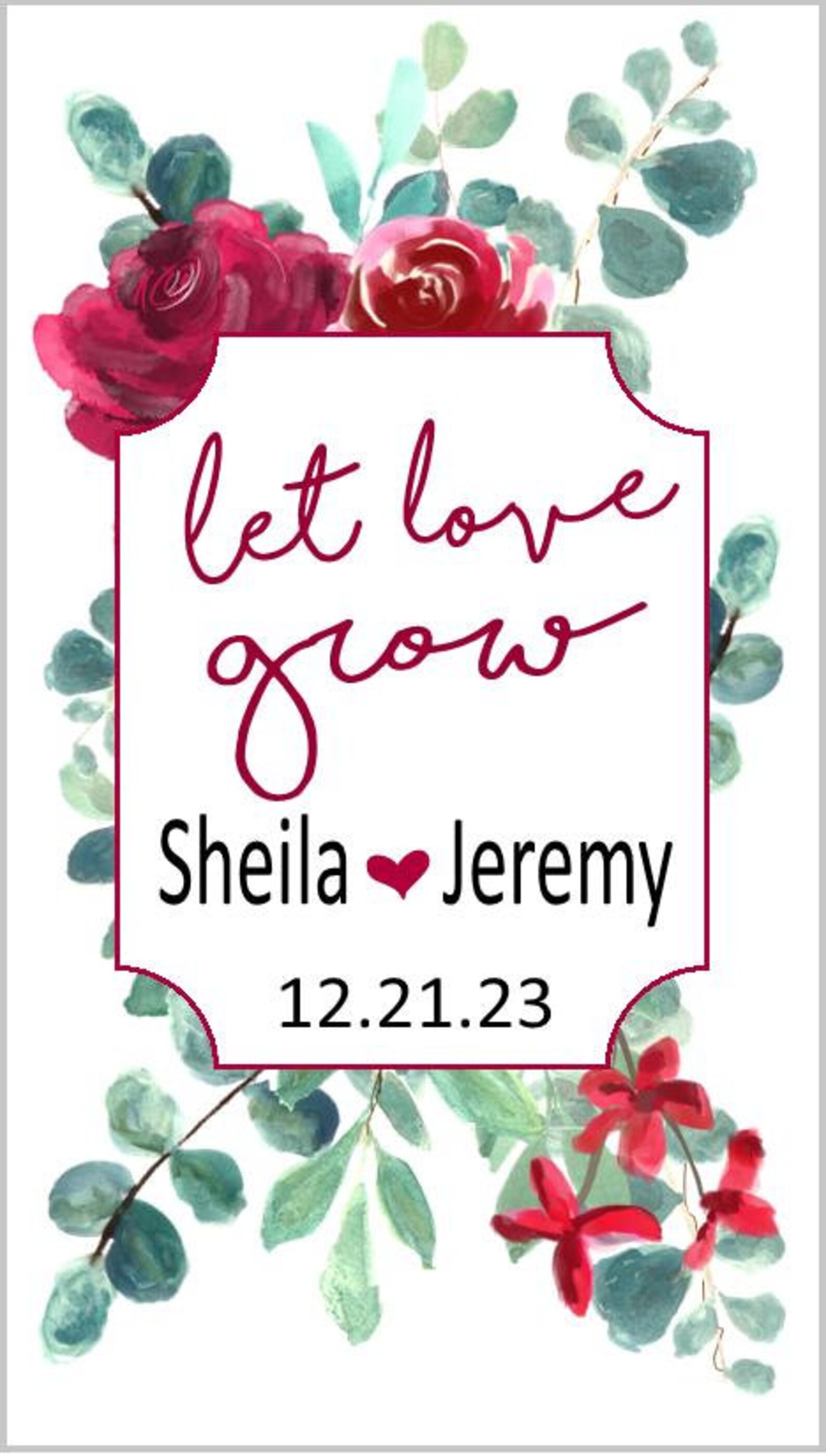 Red Cranberry Roses With Eucalyptus Wedding Let Love Grow Seed - Etsy