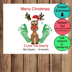 Christmas Reindeer Footprint Art, Do It Yourself - Instant Download ...