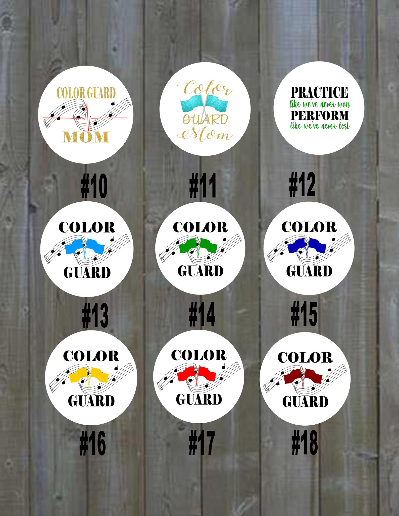 Color Guard Favors, Button Badges With Pin Backs 2.25 Inches (1 Set of ...
