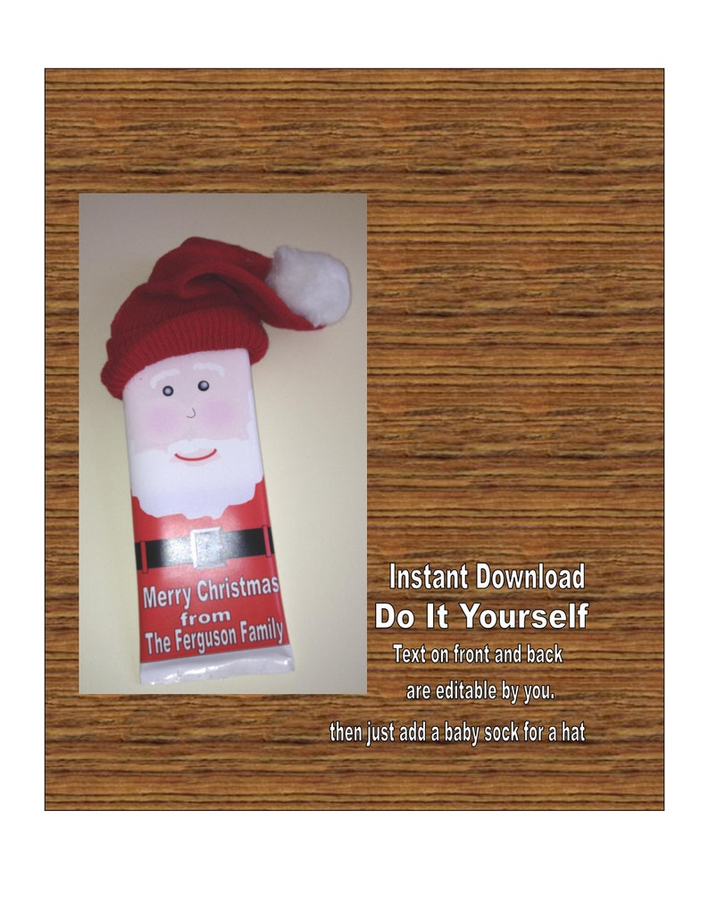 Santa Clause Candy Bar Wrapper. Christmas Instant Download | Etsy