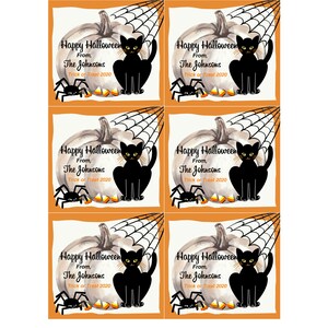 Black Cat Spider and Pumpkin Halloween Favor Tag, Trick or Treat 2.75H ...