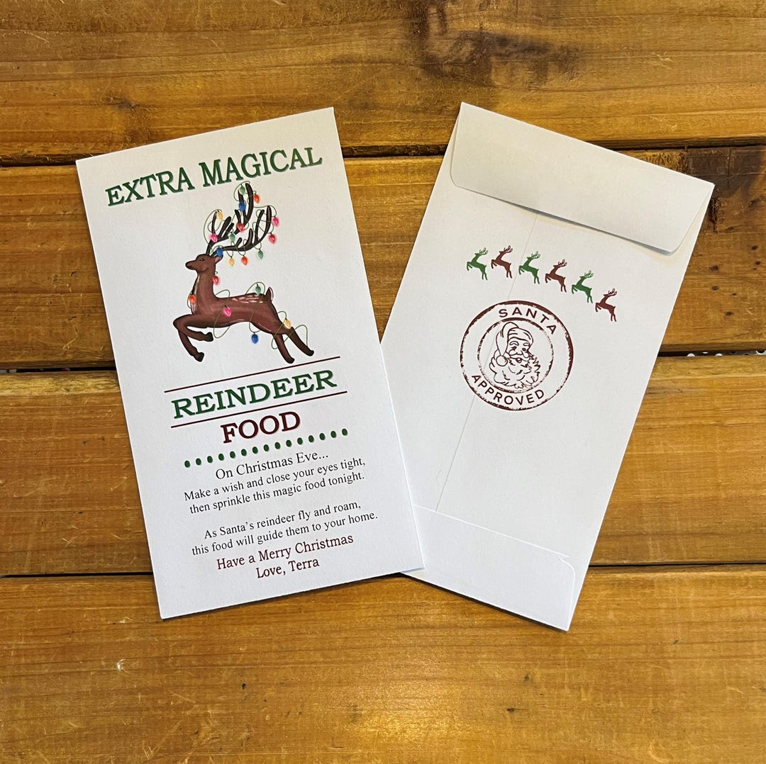 Magic Reindeer Food Christmas Envelope Favor Packets Empty , You Fill ...