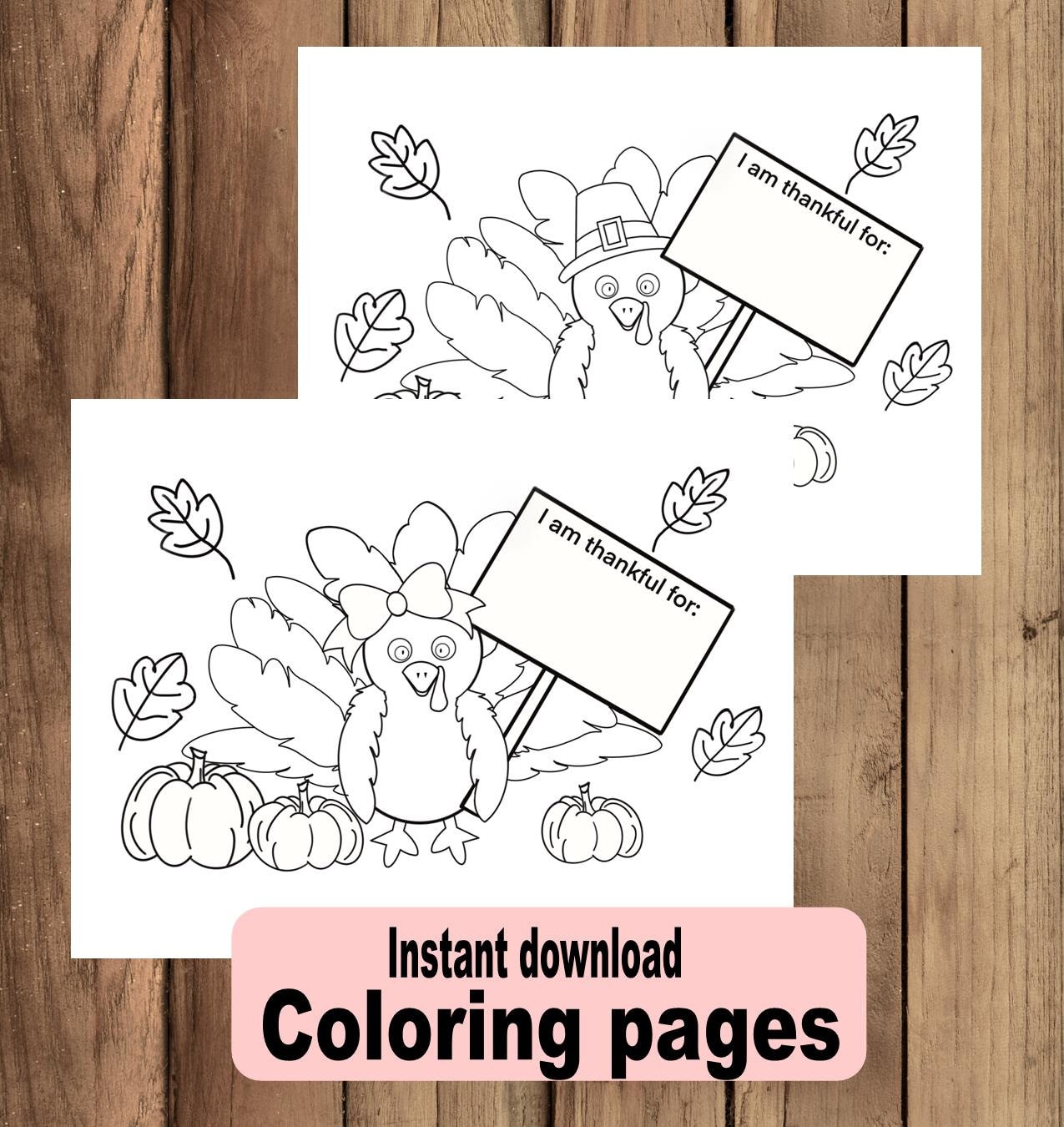 Thanksgiving Turkey Coloring Pages, What Are You Thankful for Instant ...