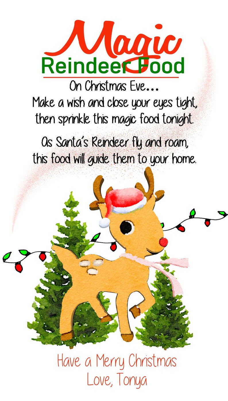 Magic Reindeer Food Empty Envelope Packets, Christmas, Personalized ...