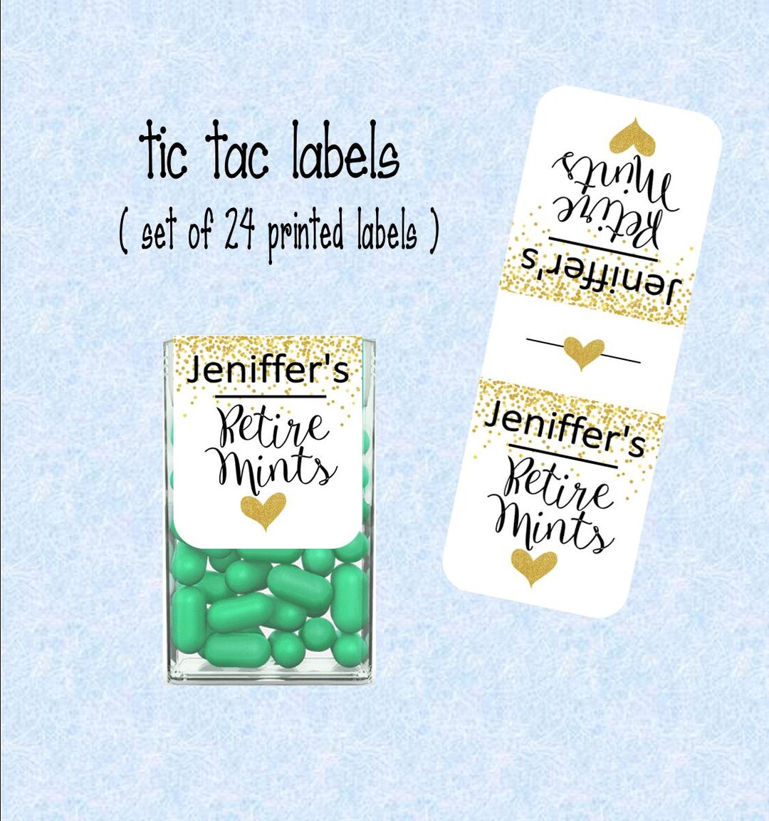 Retirement, Tic Tac Labels, Retire Mint, Mints Stickers/ Labels Favors ...