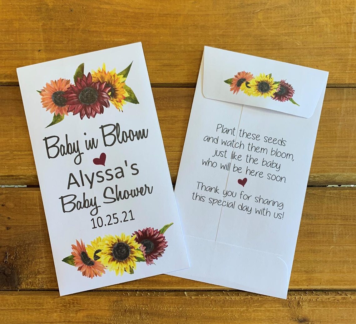 Multi Colored Sunflower Baby in Bloom Seed Packet Favor, Red Sunflower ...