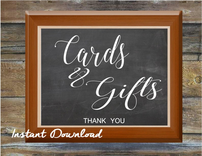 Cards and Gifts Thank You Chalkboard Sign Instant Download - Etsy