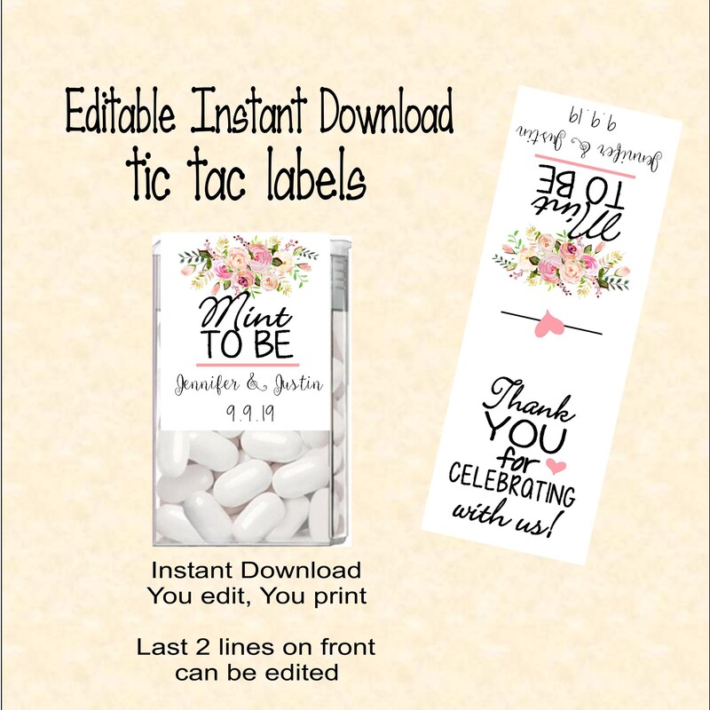 Tic Tac Label - Etsy