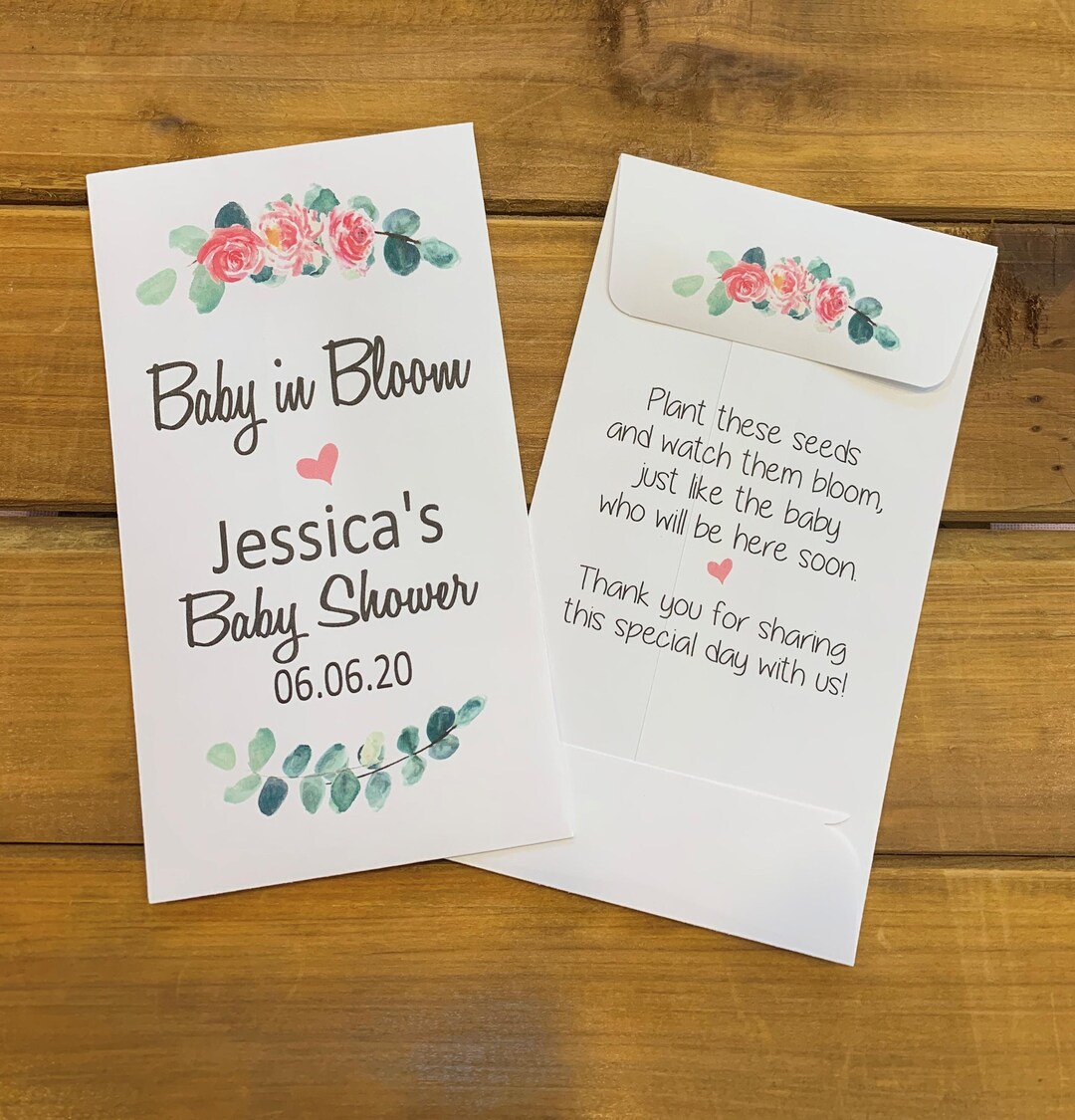 Pink Flower Baby in Bloom Seed Packet Favors, for Baby Girl Shower ...