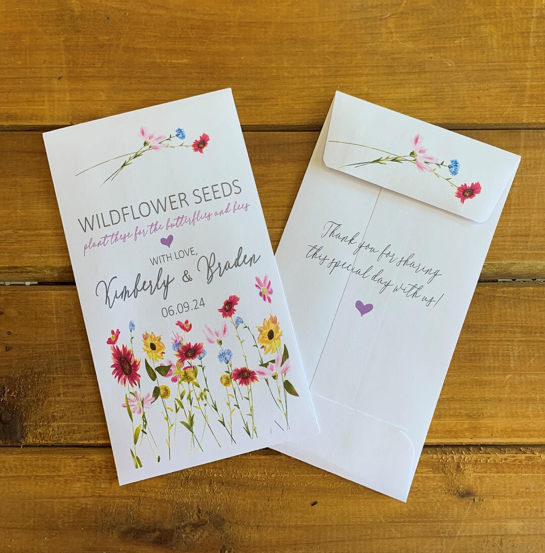 Wedding Wildflowers Seed Packet Favors, for the Butterflies and Bees ...
