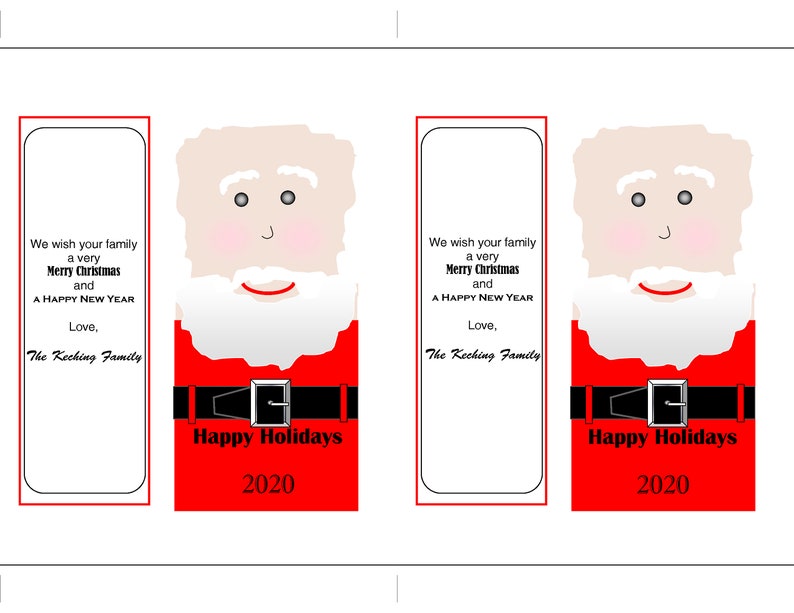 Santa Clause Candy Bar Wrapper. Christmas Instant Download | Etsy
