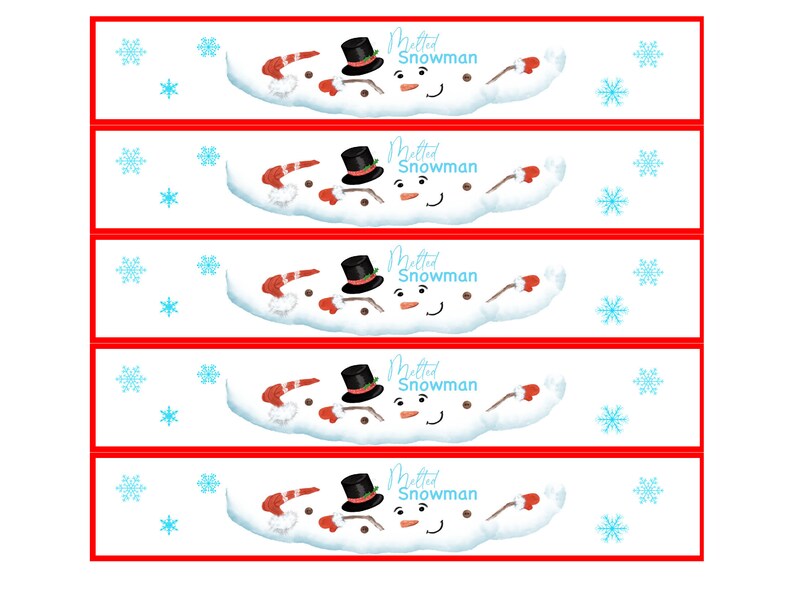 Christmas Melted Snowman Water Bottle Label, Instant Download, Do It ...