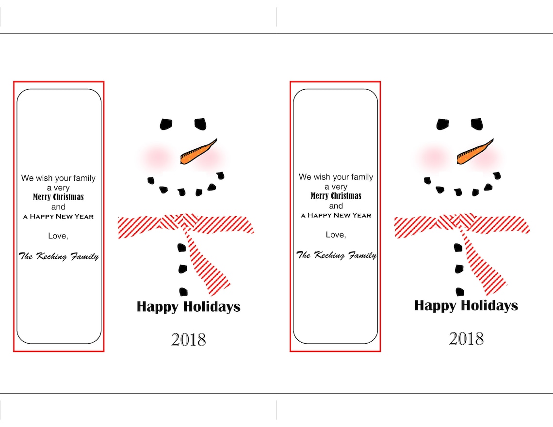 Christmas Snowman Candy Bar Wrapper Instant Download Editable Printable ...