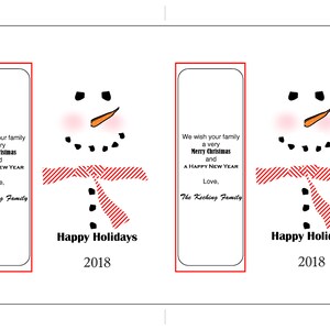 Christmas Snowman Candy Bar Wrapper Instant Download Editable Printable ...